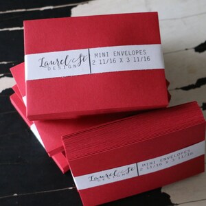 Red Mini Envelopes ~ Mini Envelope ~ Size 2 11/16" X 3 11/16" ~ Qty 25 ...