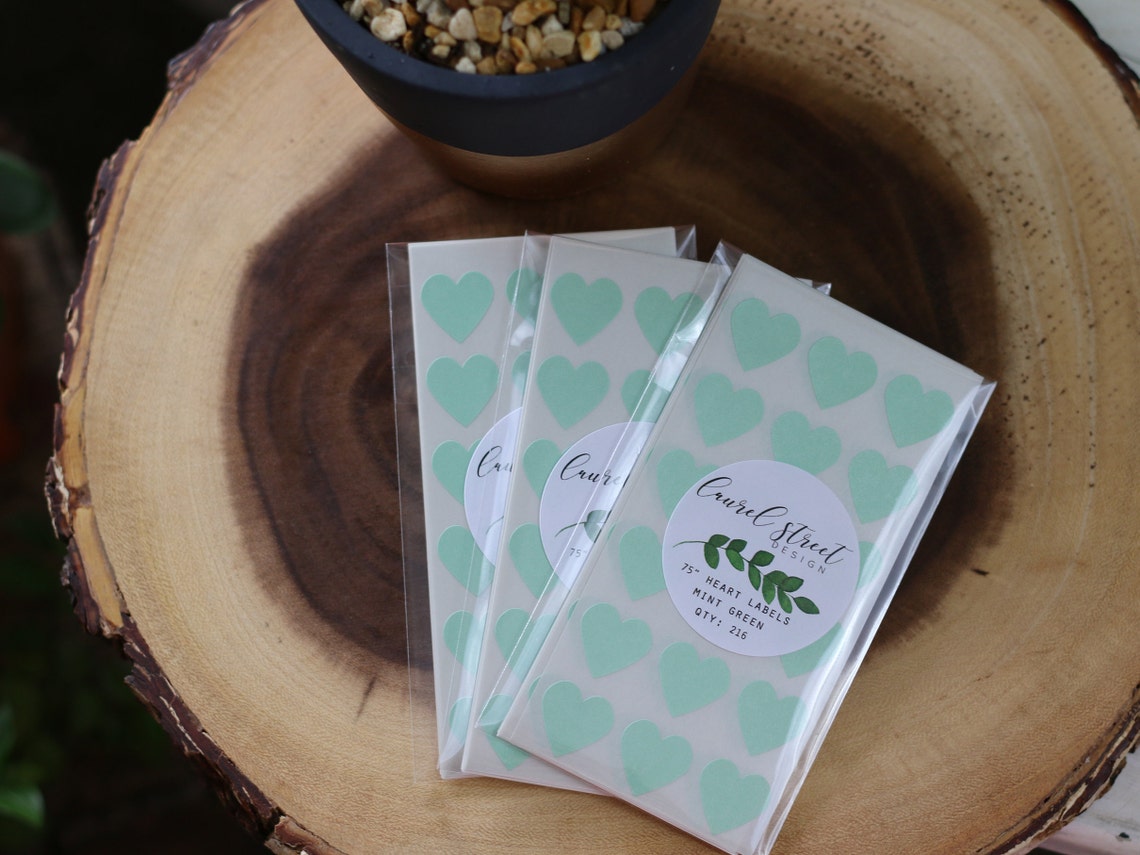 Mint Green Mini Heart Stickers ~ Soft Green Hearts ~ Light Green Heart ...