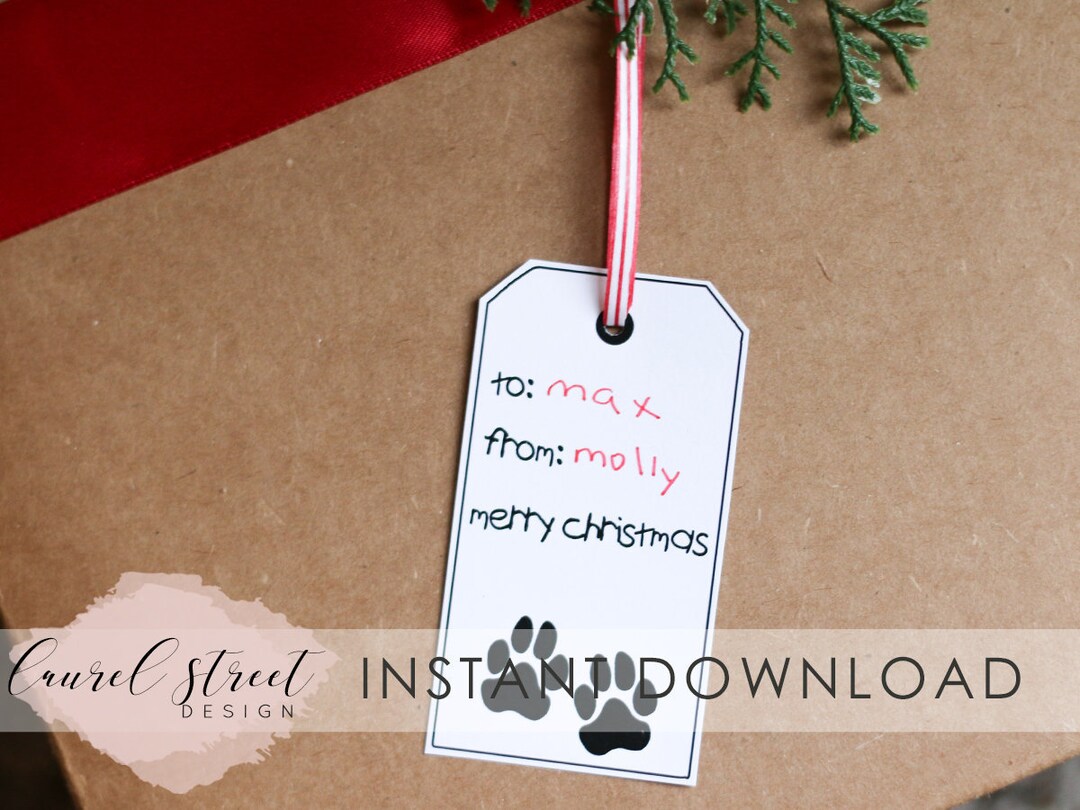 Puppy Holiday Gift Tags ~ Dog Christmas Gift Tags ~ Printable ~ Instant ...