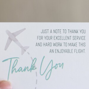 Flight Attendant Thank You Card - Flight Attendant Gift - Thank You ...