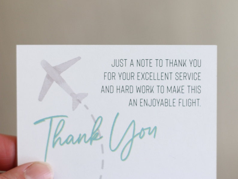 Flight Attendant Thank You Card - Flight Attendant Gift - Thank You ...