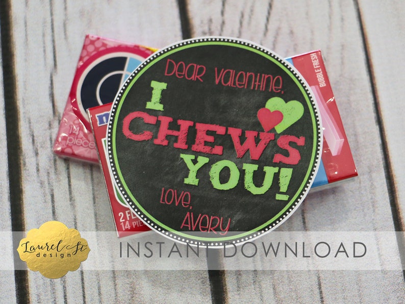 Valentine Printable I CHEWS YOU Instant Download - Etsy