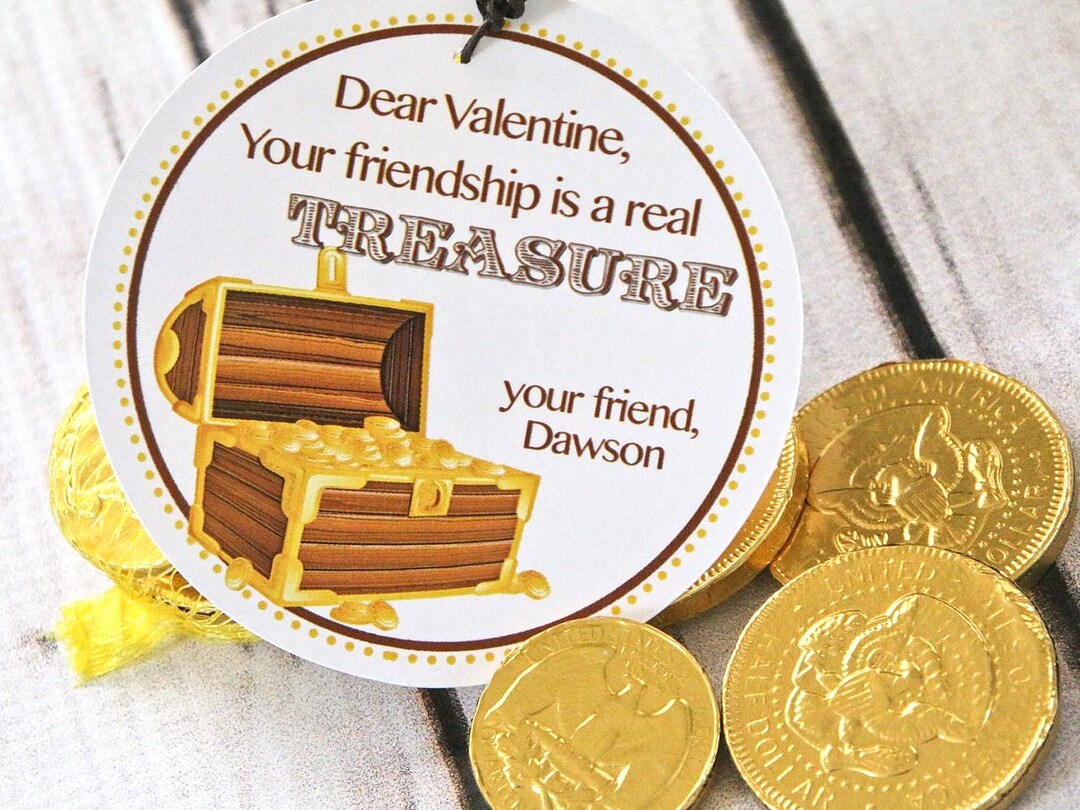 Treasure Friendship Valentine Printable - Gold Coins (instant Download ...