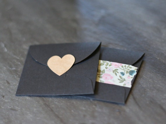 Black Mini Square Envelopes Square Coin Envelopes Tiny | Etsy