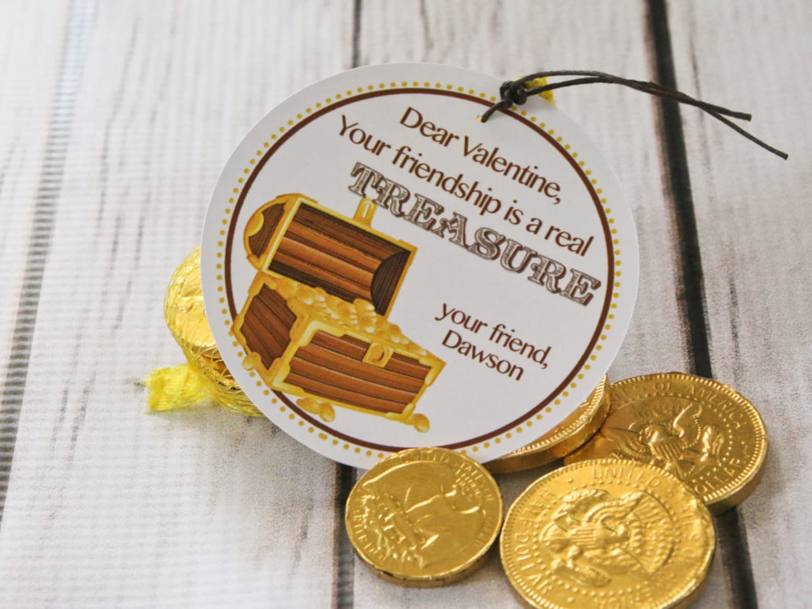 Valentine Printable Your FRIENDSHIP is a Real TREASURE - Etsy