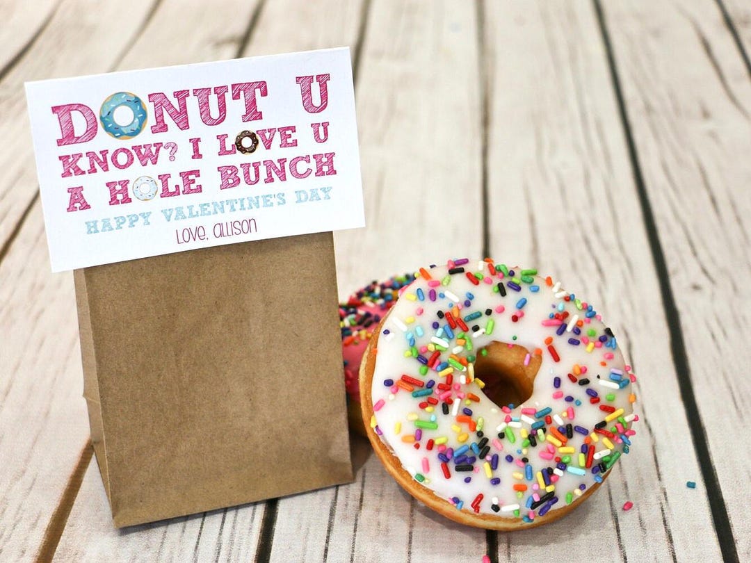 Donut Valentine's Day Printable Cards - Kids Classroom (PDF) - Etsy