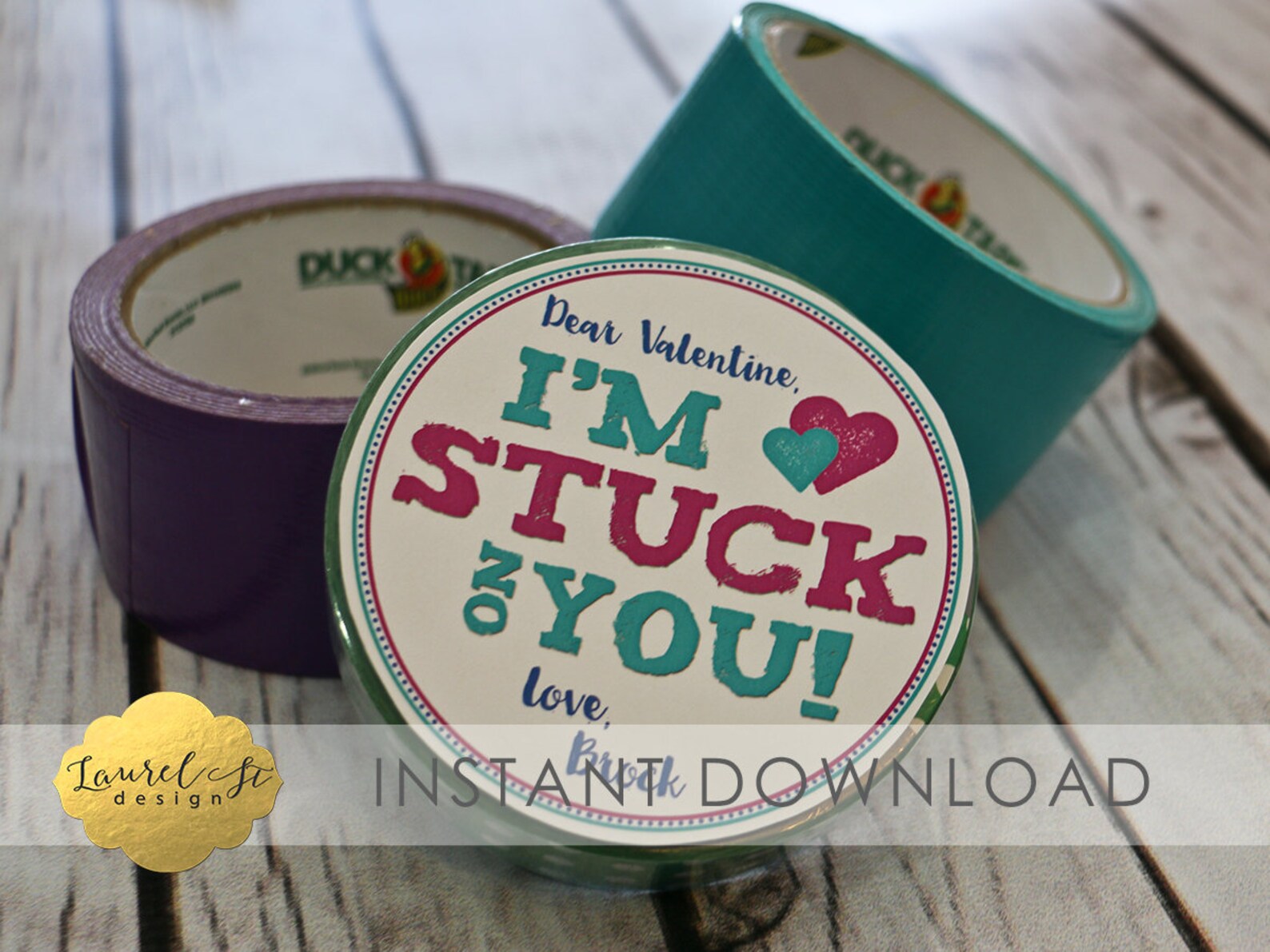Valentine Printable STUCK ON YOU Instant Download Duct - Etsy