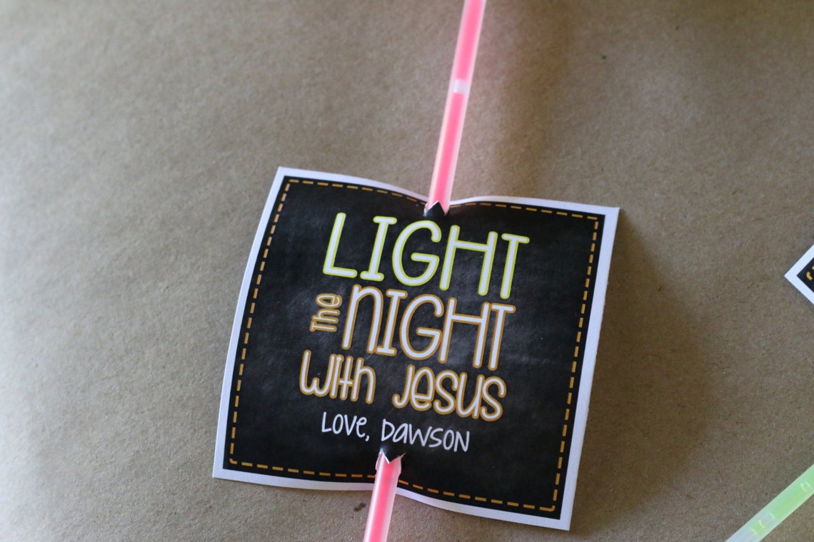 Fall Printable - LIGHT the NIGHT With Jesus - Glowstick Tag - Etsy