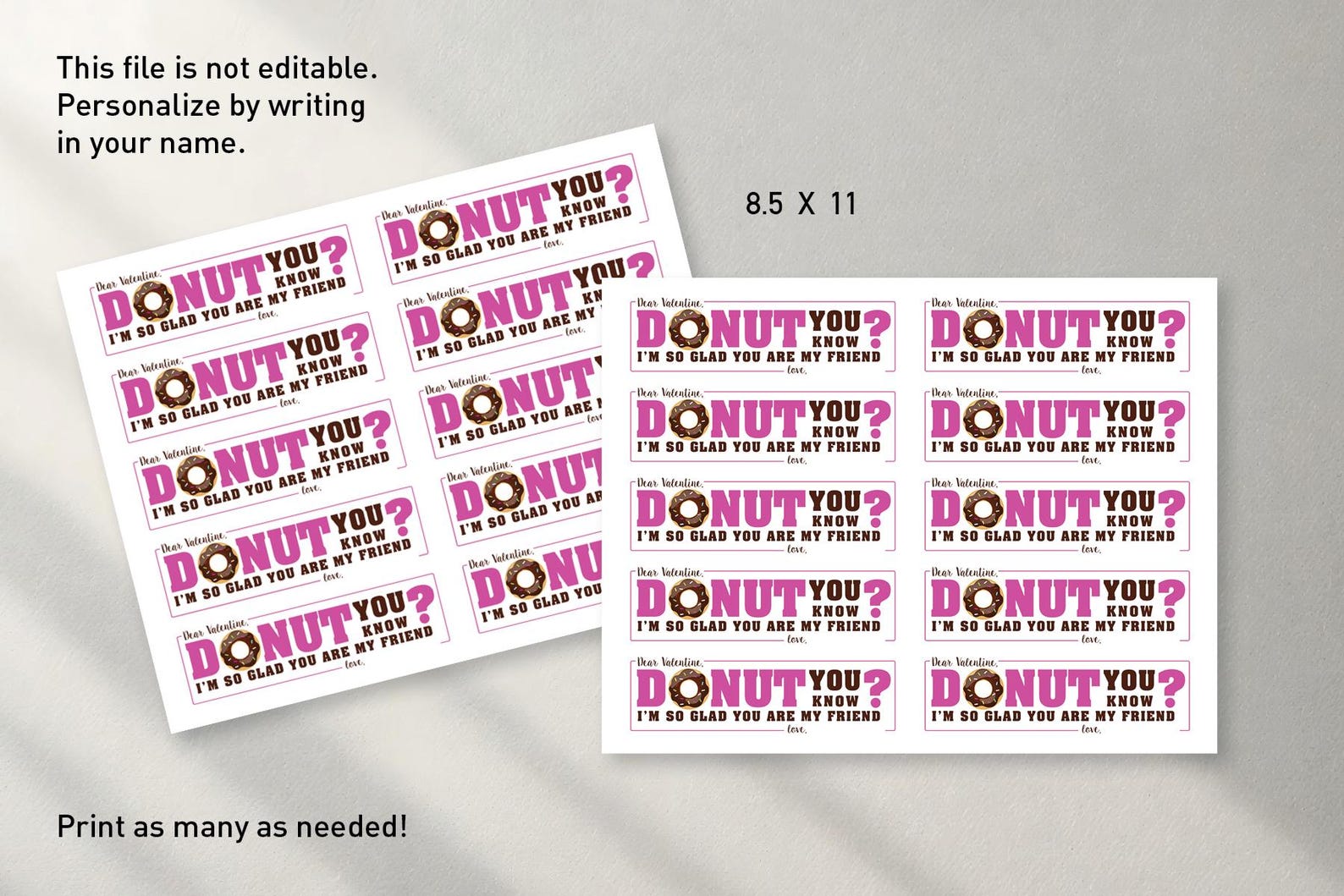 Donut Valentine Printable – "so Glad You Are My Friend" (instant ...
