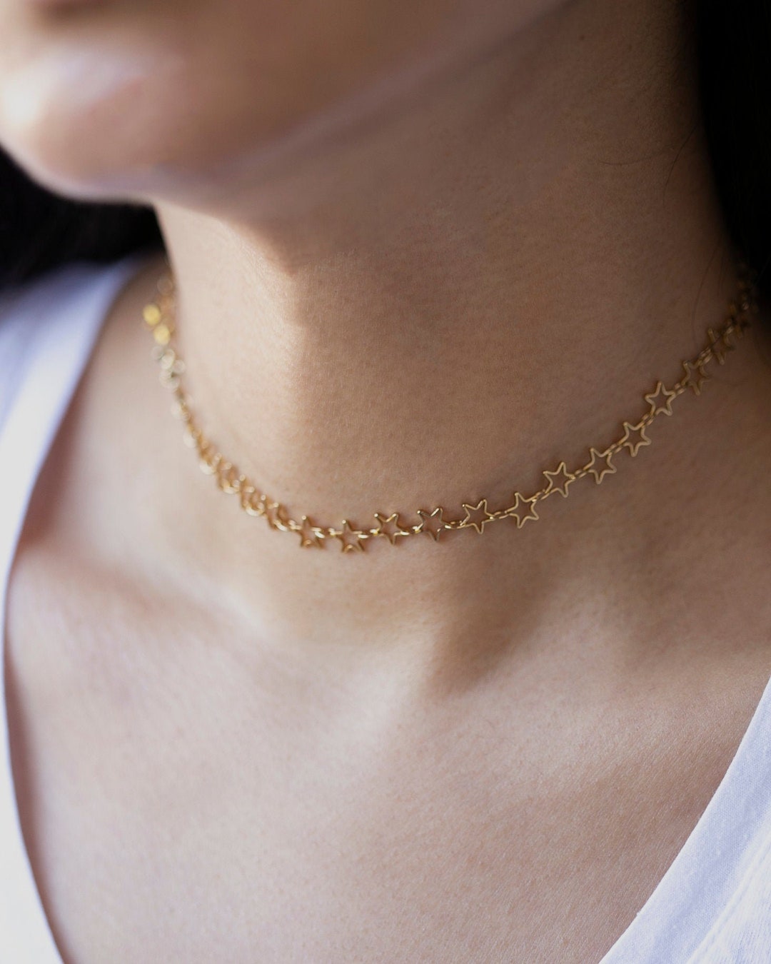 Star Dangle Choker // Gold Star Choker Necklace // Trendy - Etsy