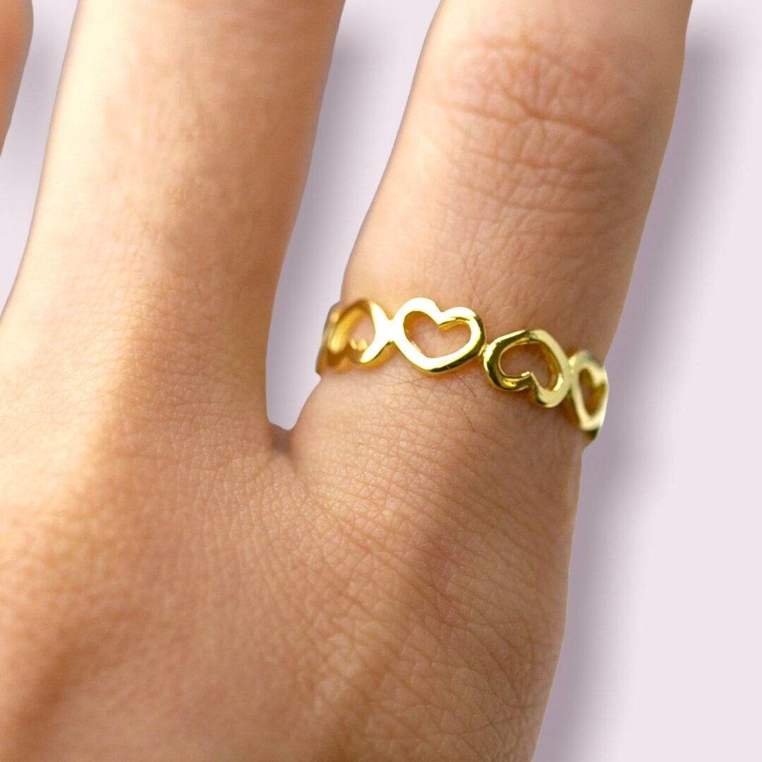 Open Hearts Ring Gold Heart Ring Cute Gold Stacking Ring Jewelry Gift ...