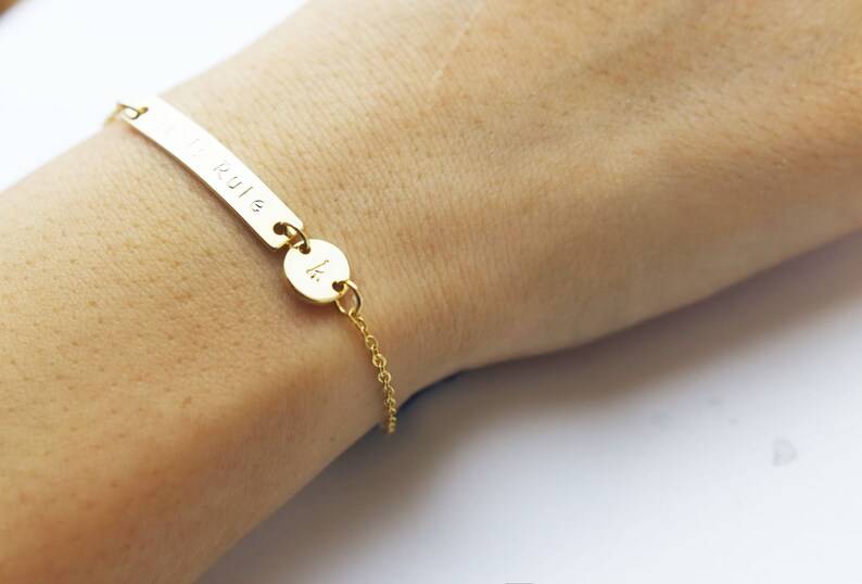 Customized Monogram Bracelet / Personalized Name Bar Bracelet | Etsy