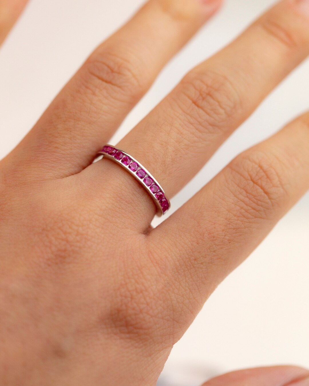 Birthstone Rings Stackable Band Eternity CZ Band Dainty Stacking Rings ...