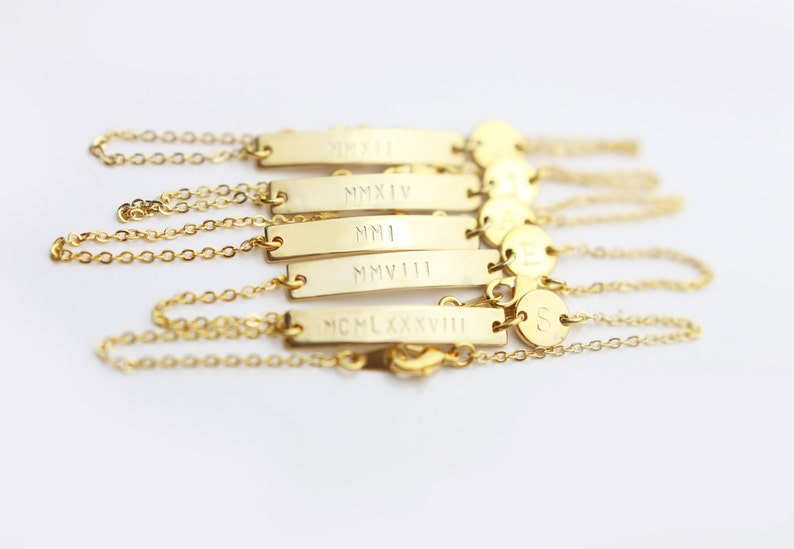 Customized Monogram Bracelet / Personalized Name Bar Bracelet | Etsy