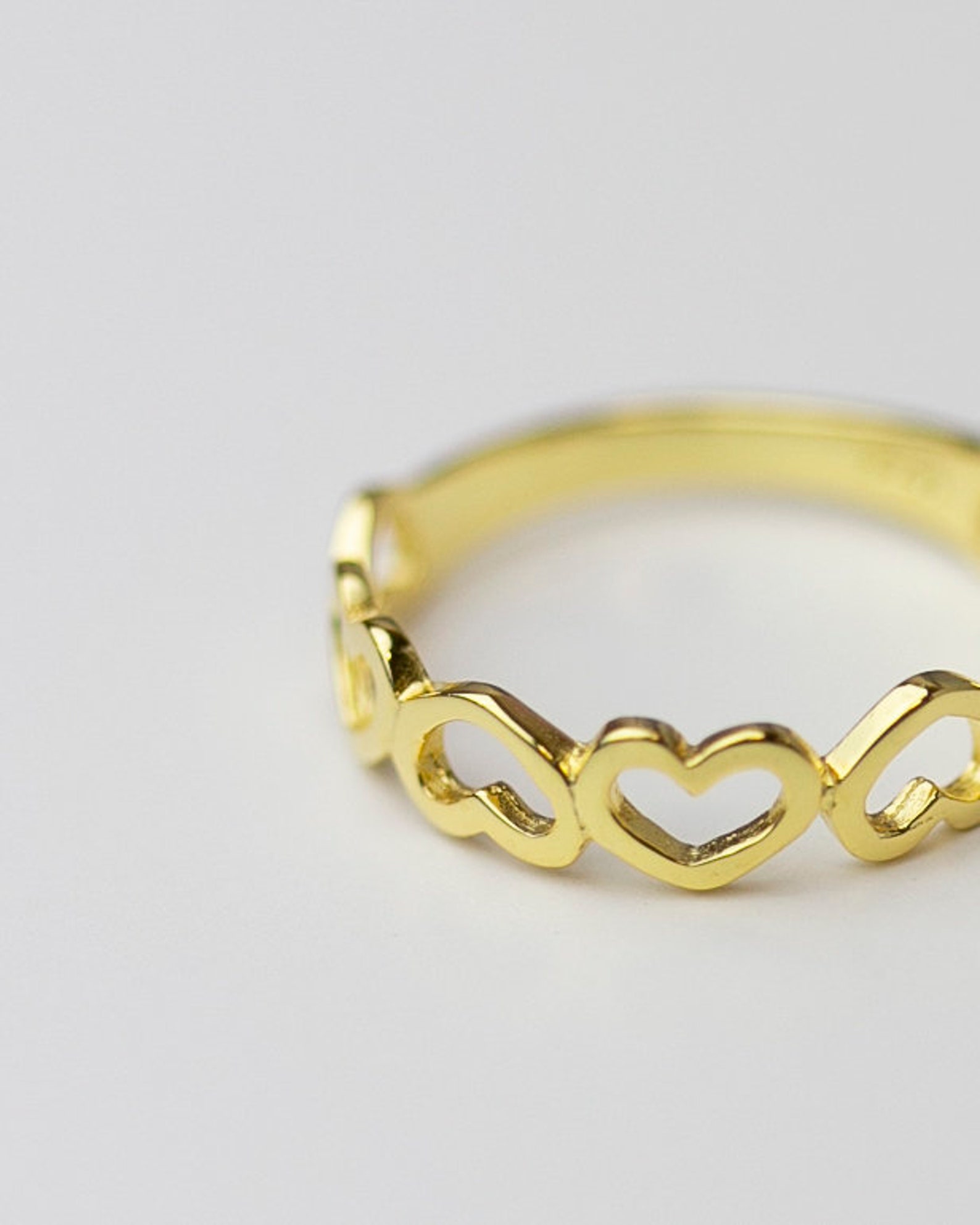 Open Hearts Ring Gold Heart Ring Cute Gold Stacking Ring - Etsy