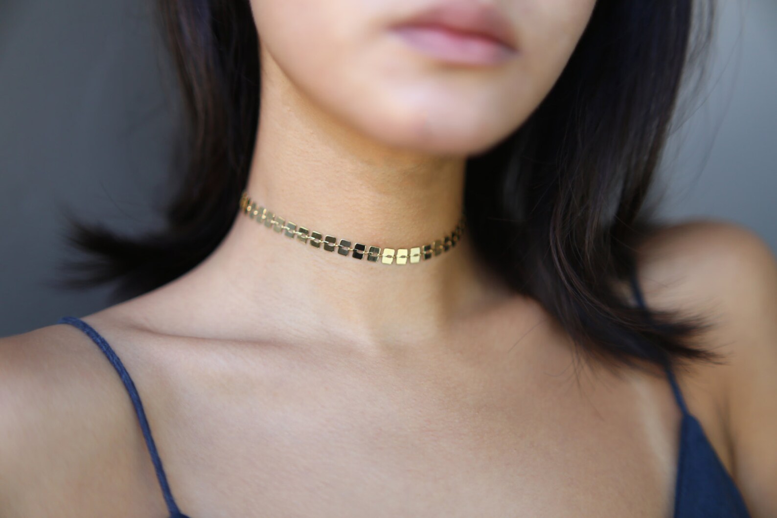 Square Bar Choker // Shinny Choker Necklace // Gift for Her // - Etsy