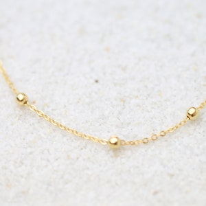 Gold Beaded Ball Bracelets // Single Chain Satellite Bracelet // Dew Drop Chain Bracelet ...