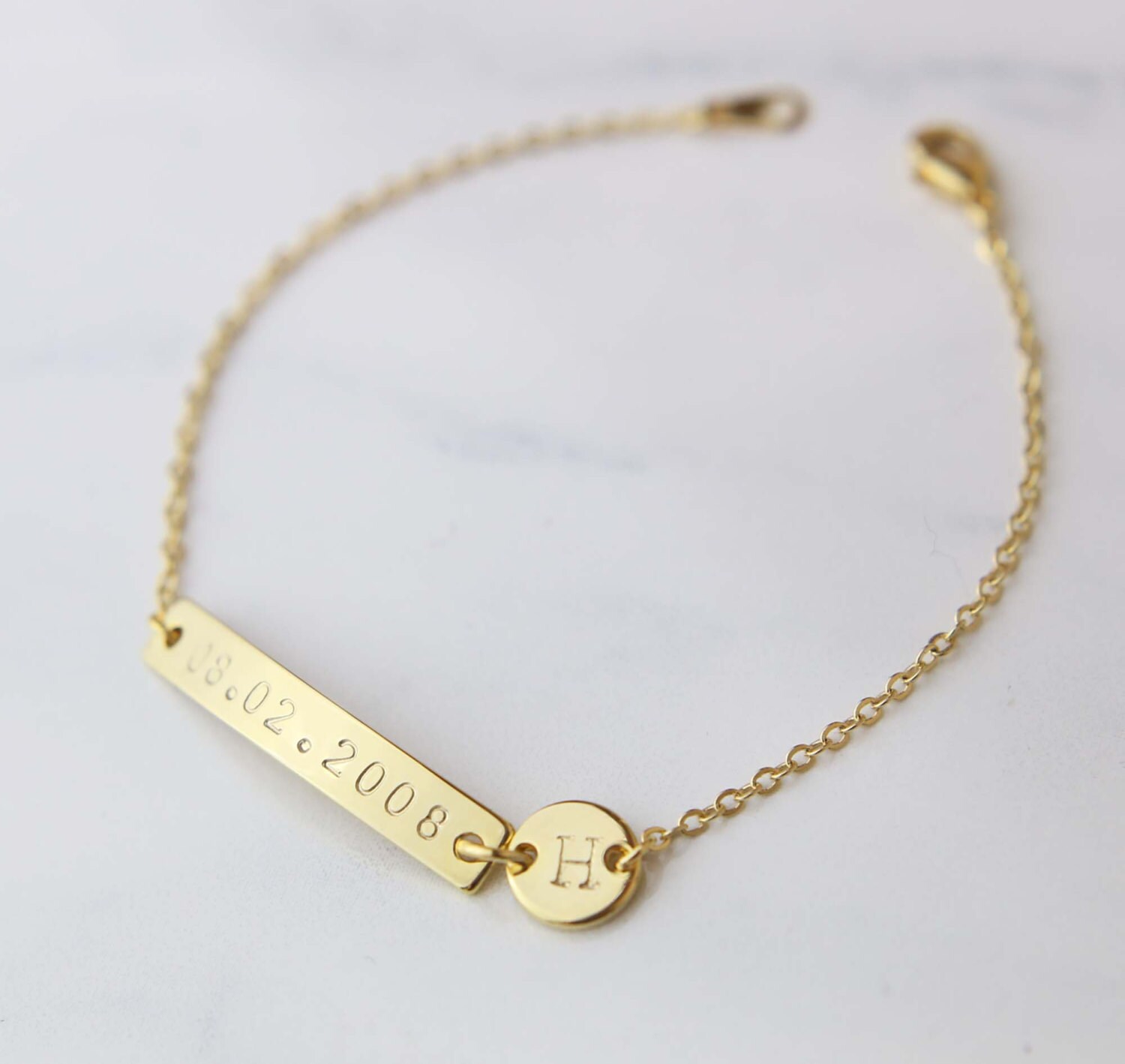 Customized Monogram Bracelet / Personalized Name Bar Bracelet | Etsy