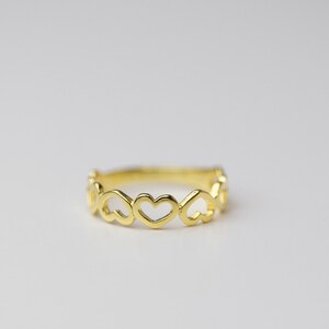 Open Hearts Ring Gold Heart Ring Cute Gold Stacking Ring Jewelry Gift ...