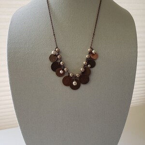 Copper Coin Necklace, Copper Coin Jewelry, Coin and Pearl Necklace ...