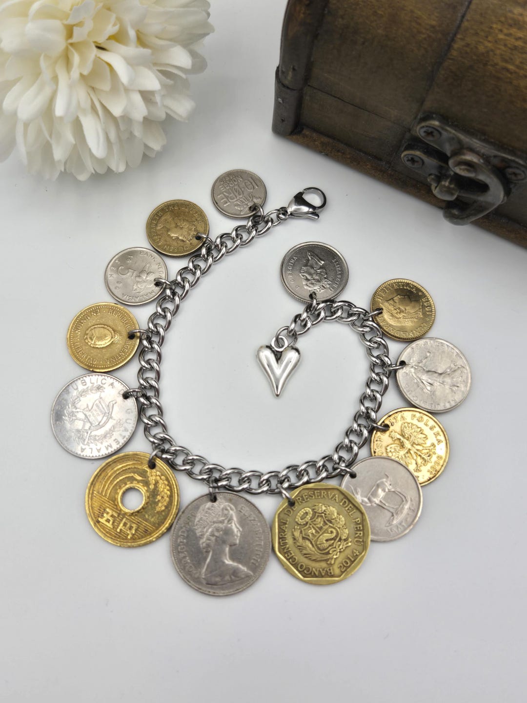 Vintage Coin Bracelet, Gold and Silver Bracelet, Genuine Coin Jewelry ...