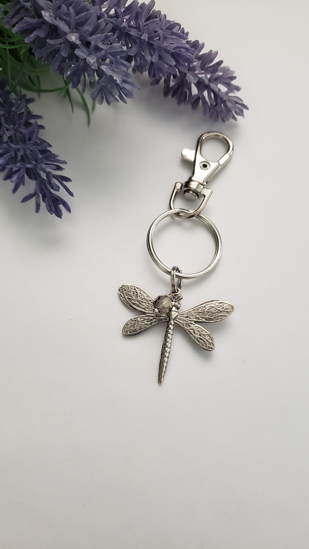 Dragonfly Keychain, Birthday Gift for Friend, Silver Keychain ...