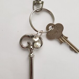 Skeleton Key Keychain, Silver Keychain, Assemblage Keychain, Gift for ...