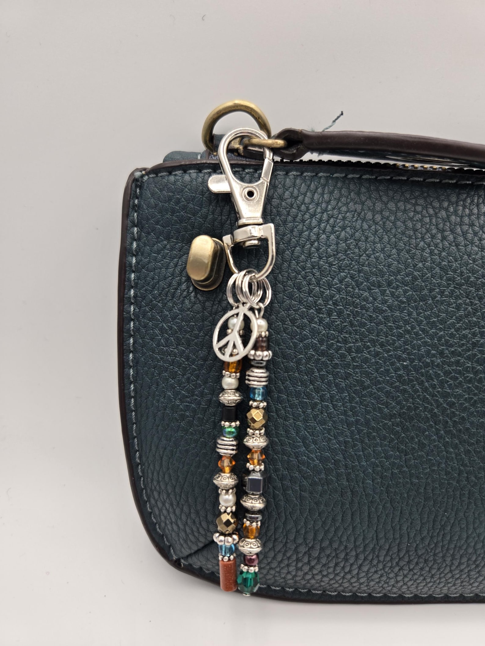 Peace Symbol Purse Charm, Multi-colored Beaded Purse Charm, Planner ...