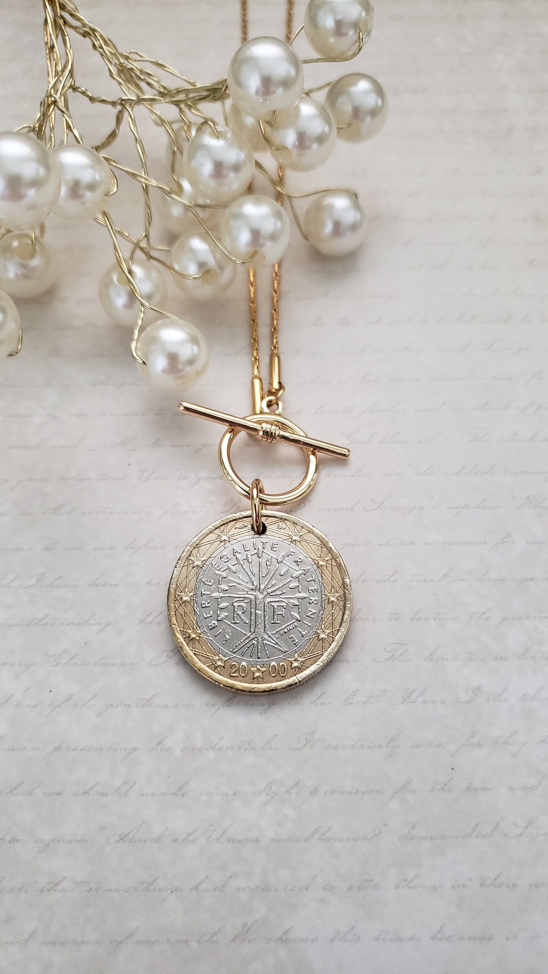 Tree of Life Necklace, Tree of Life Coin, French Euro Coin Necklace ...