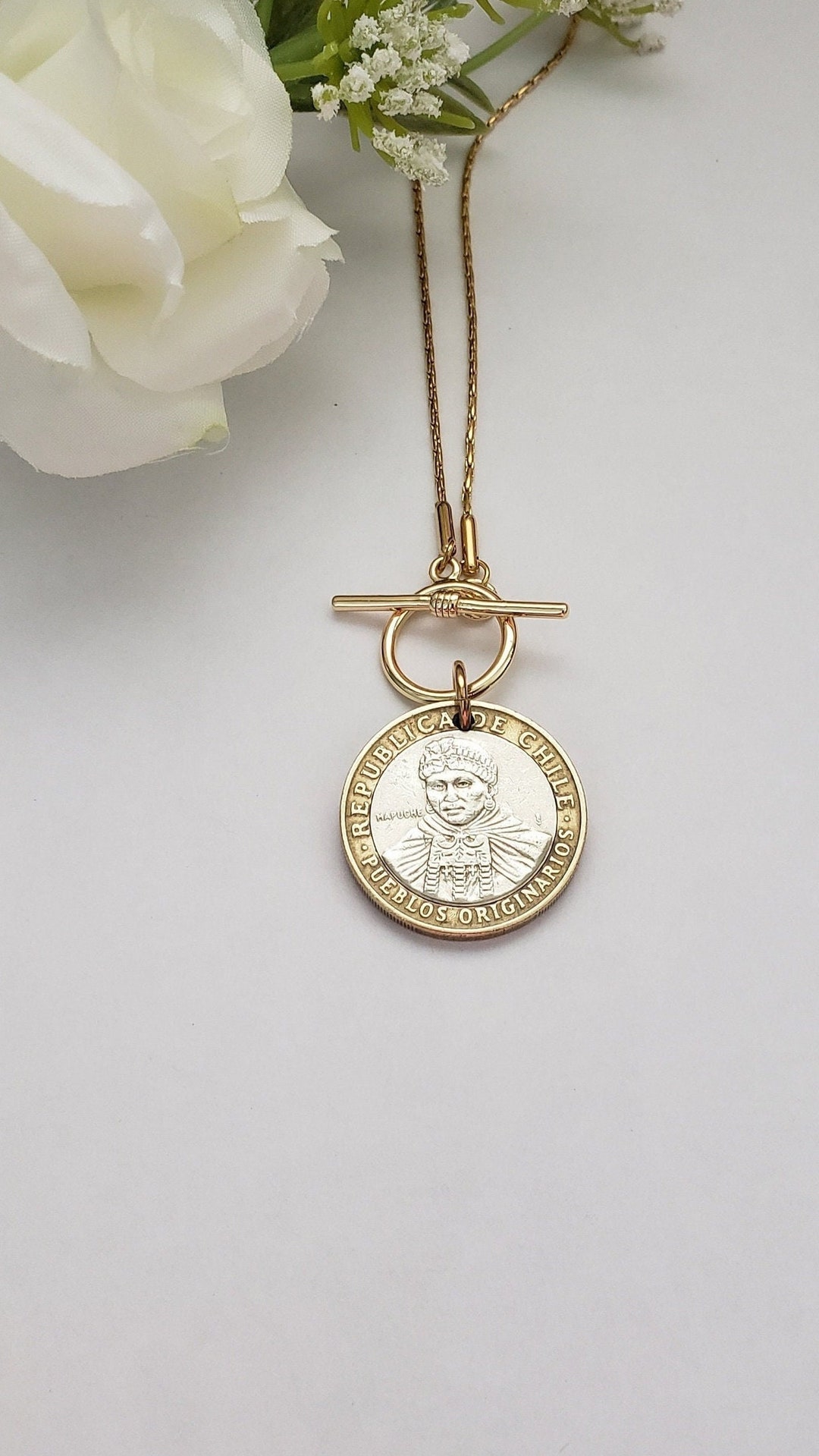 Chilean Coin Necklace, Chilean Jewelry, Birthday Gift for Friend, South ...