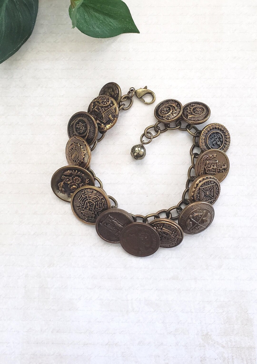 Vintage Button Bracelet, Repurposed Jewelry, Antique Bronze Buttons ...