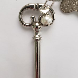 Skeleton Key Keychain, Silver Keychain, Assemblage Keychain, Gift for New Driver, New Homeowner ...