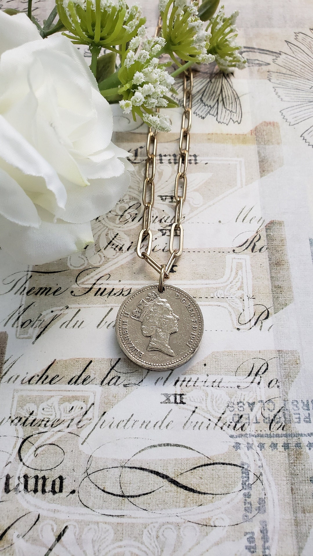 British Coin Necklace, Old British Pound, Coin Jewelry, Birthday Gift ...