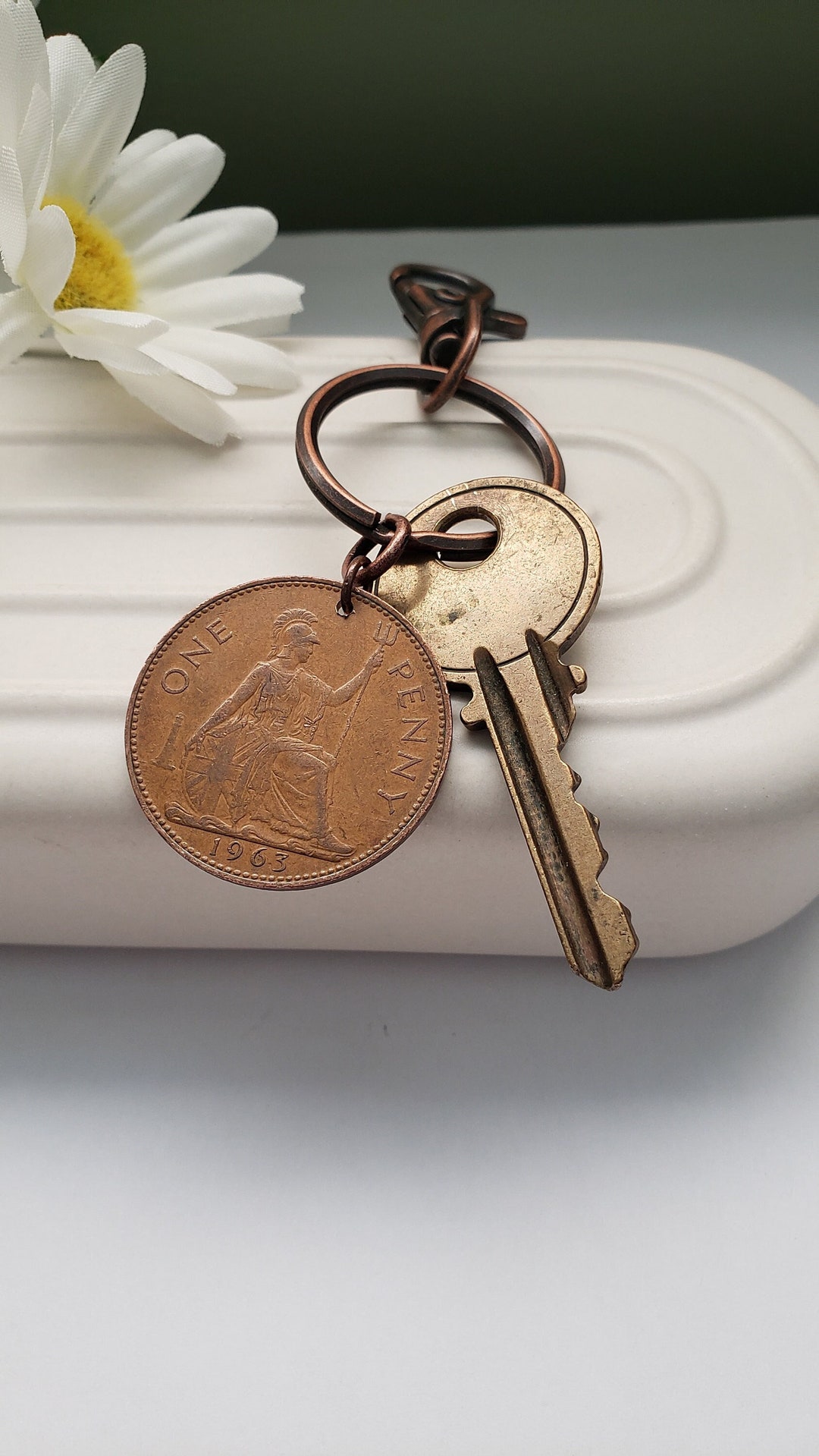 Copper Coin Keychain, Vintage Coin Jewelry, Copper Zipper Pull ...