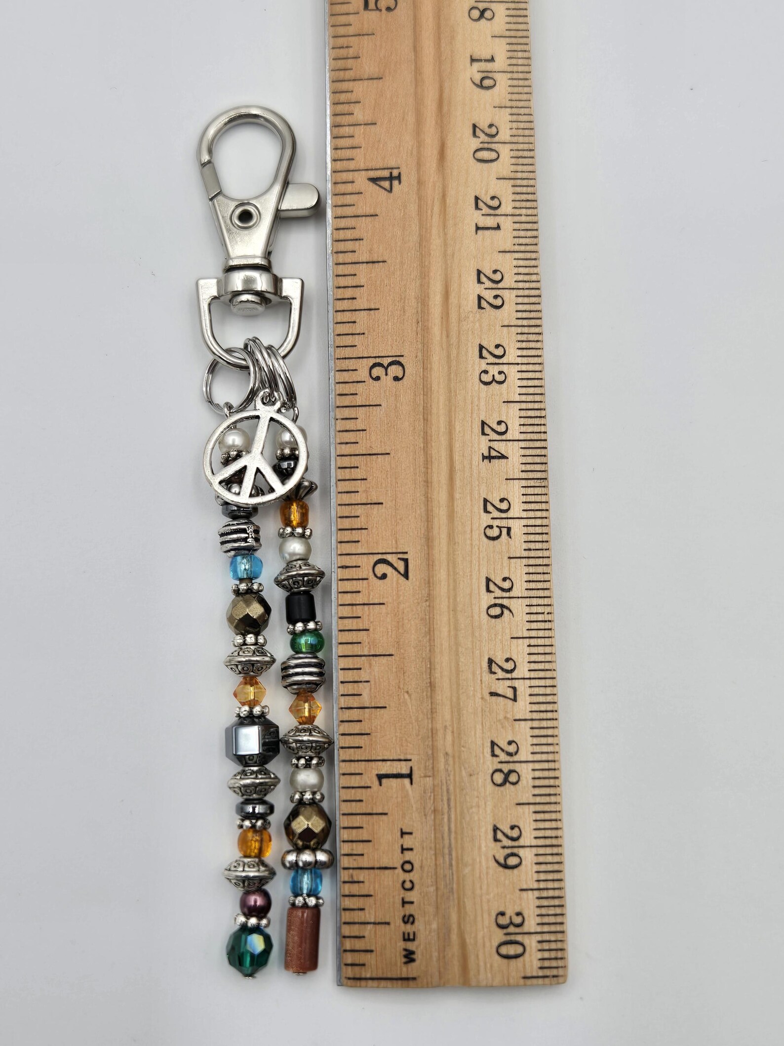 Peace Symbol Purse Charm, Multi-colored Beaded Purse Charm, Planner ...