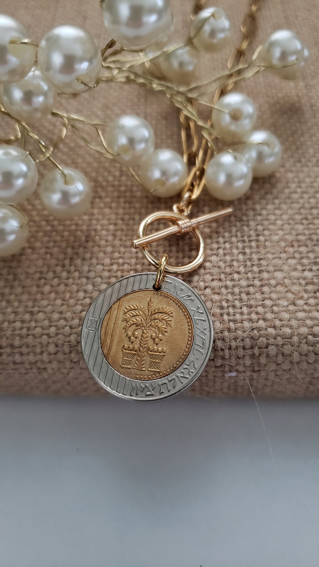 Israel Coin Jewelry Israeli Jewelry Toggle Necklace - Etsy