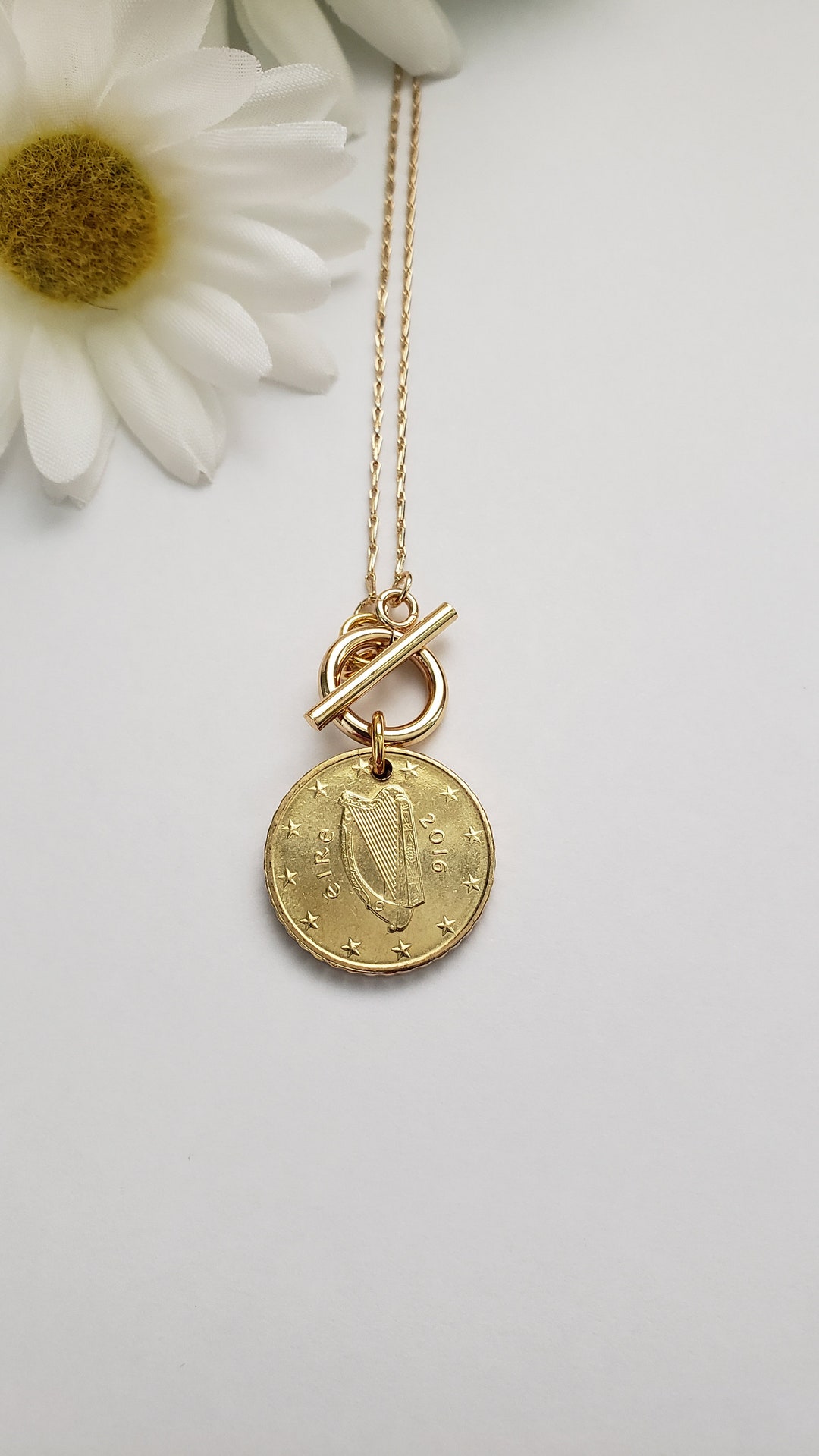Irish Gold Coin Necklace, Good Luck Jewelry, Heritage Necklace, Irish ...