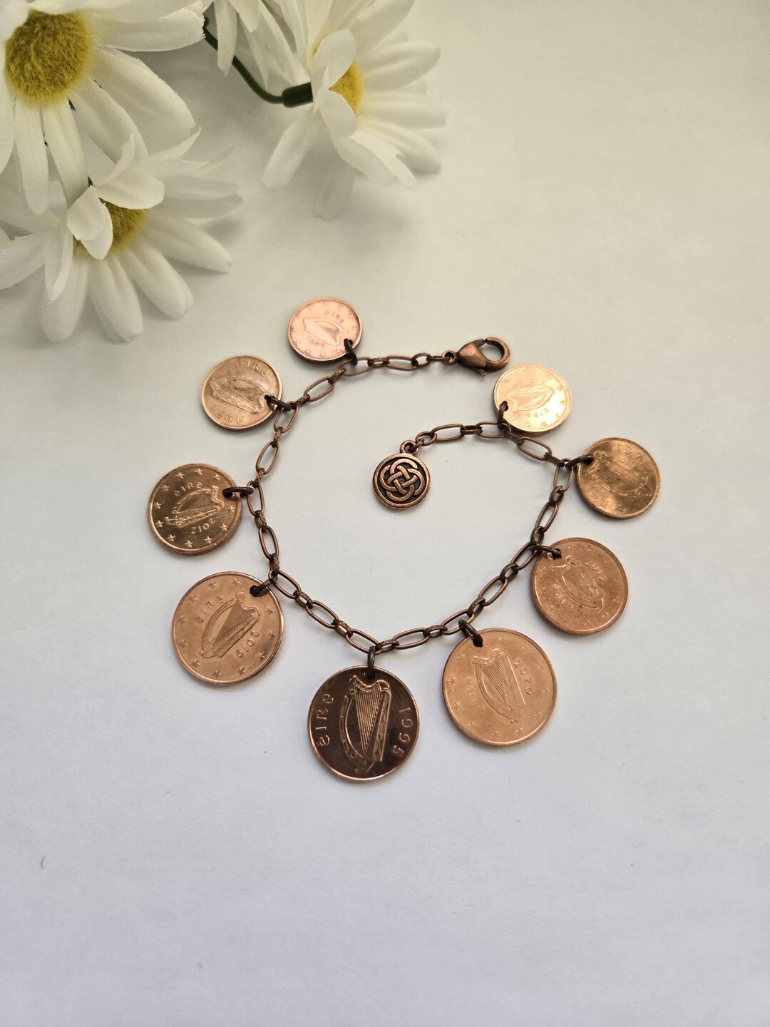 Copper Bracelet, Copper Coin Jewelry, Irish Coin Bracelet, Harp Jewelry ...