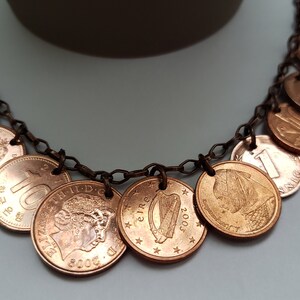 Coin Charm Bracelet Copper Coins Bracelet Repurposed - Etsy