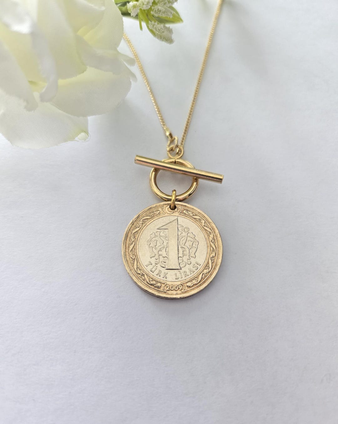 Turkish Coin Necklace, Two Toned Coin Necklace, Toggle Necklace ...