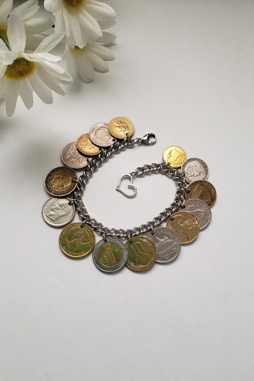 Vintage Coin Bracelet, Gold and Silver Bracelet, Genuine Coin Jewelry ...