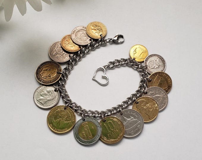 Vintage Coin Bracelet, Gold and Silver Bracelet, Genuine Coin Jewelry ...