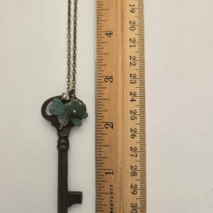 Dragonfly Necklace, Skeleton Key Charm, Turquoise and Gold Necklace ...