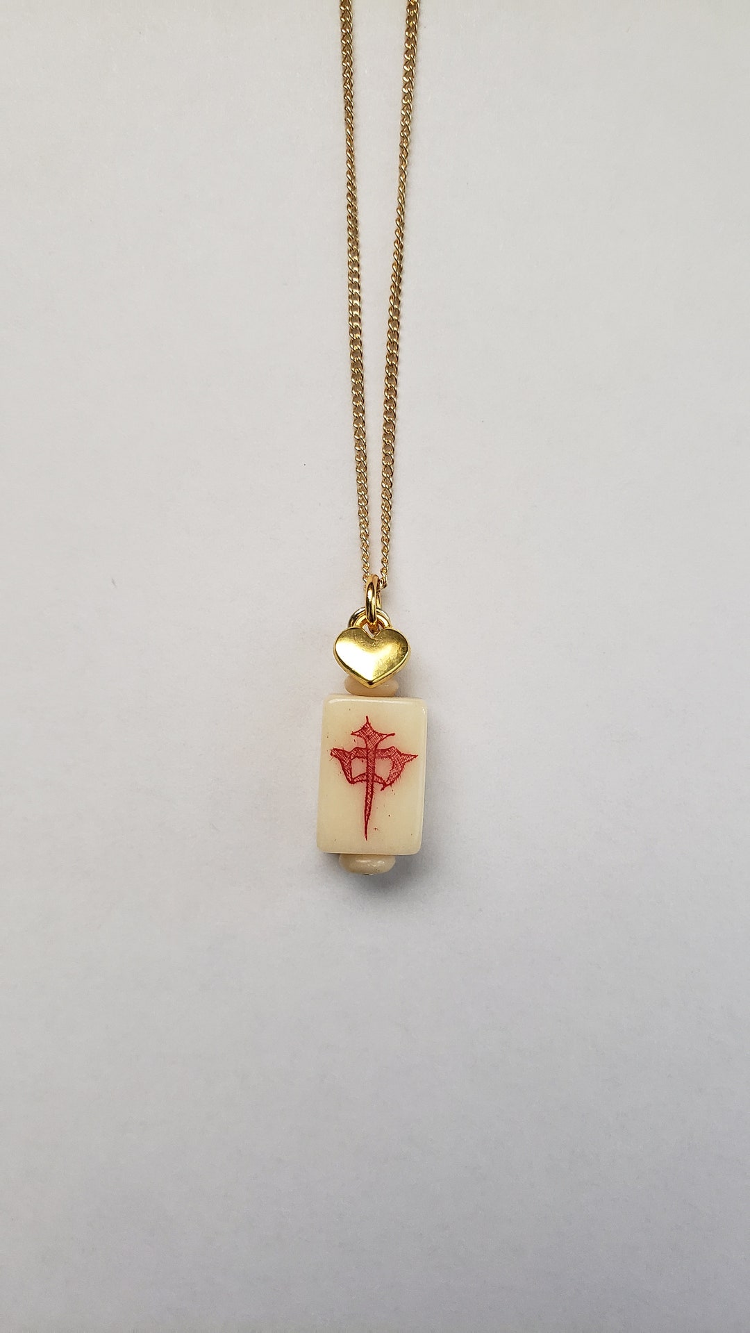 Vintage Mahjong Necklace, Small Mahjong Charm Necklace, Birthday Gift ...