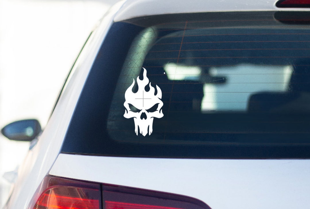Flaming Skull Car Decal / Car Decal / Tumbler Decal / Stanley Cup Decal ...