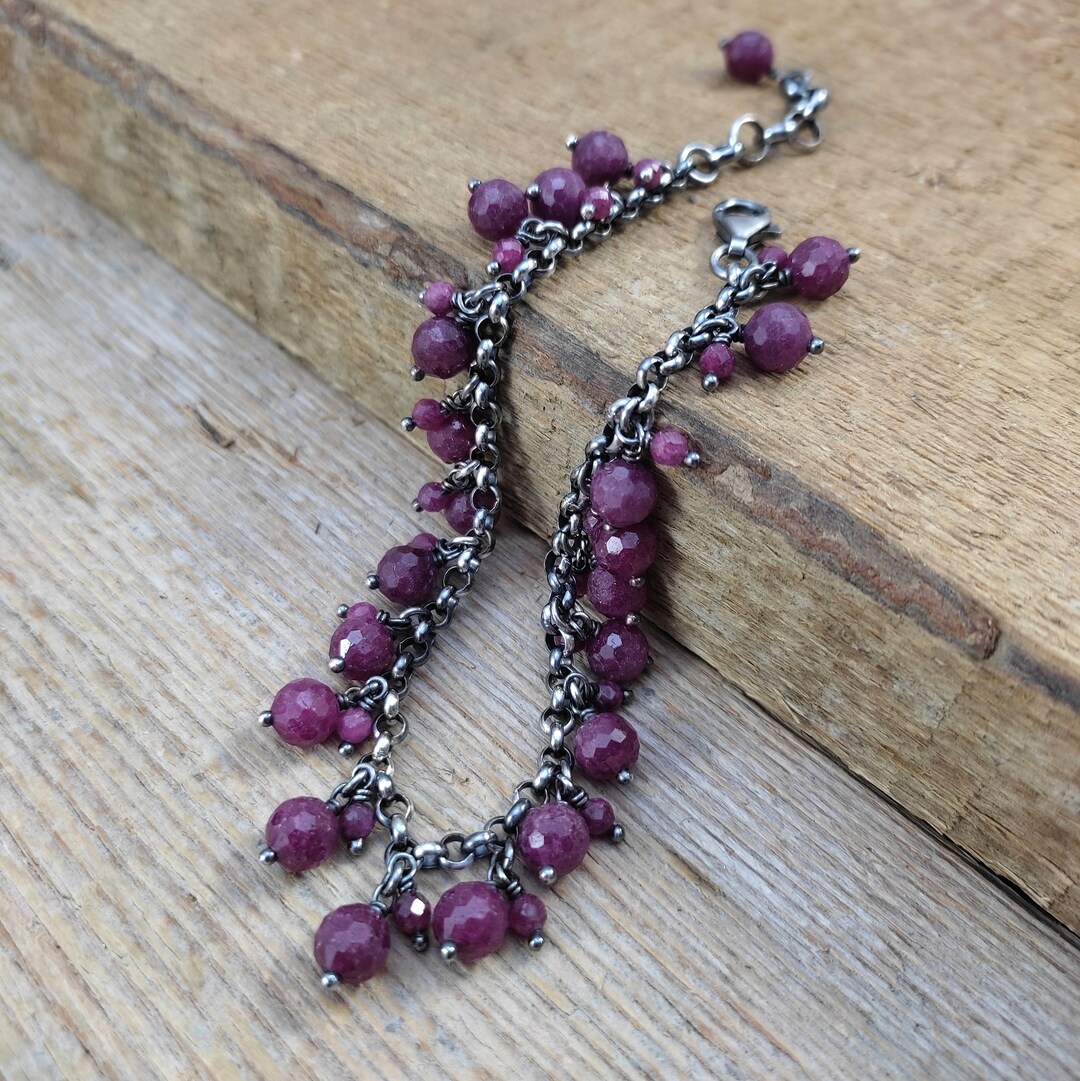 Oxidized Sterling Silver Ruby Bracelet – Handmade Gemstone Jewelry - Etsy