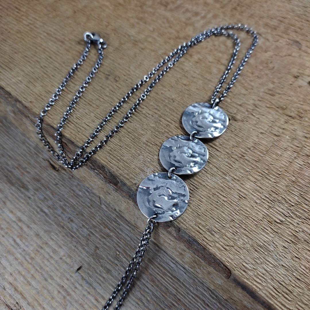 Oxidized Sterling Silver Coin Necklace - Handmade Raw Silver Pendant - Etsy