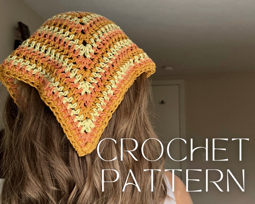 Boho Crochet Bandana Pattern, Hippie Hair Accessories, Cottagecore ...