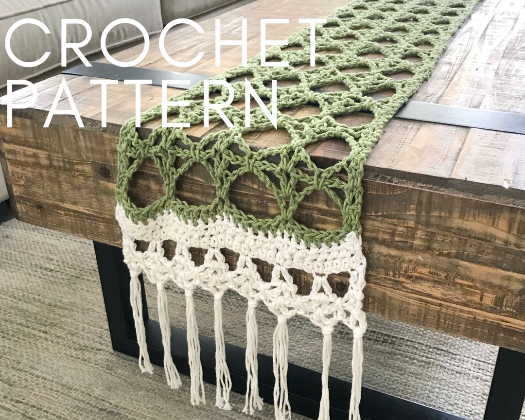 Table Runner Crochet Pattern, Honey Locust Table Runner, Cotton Yarn ...