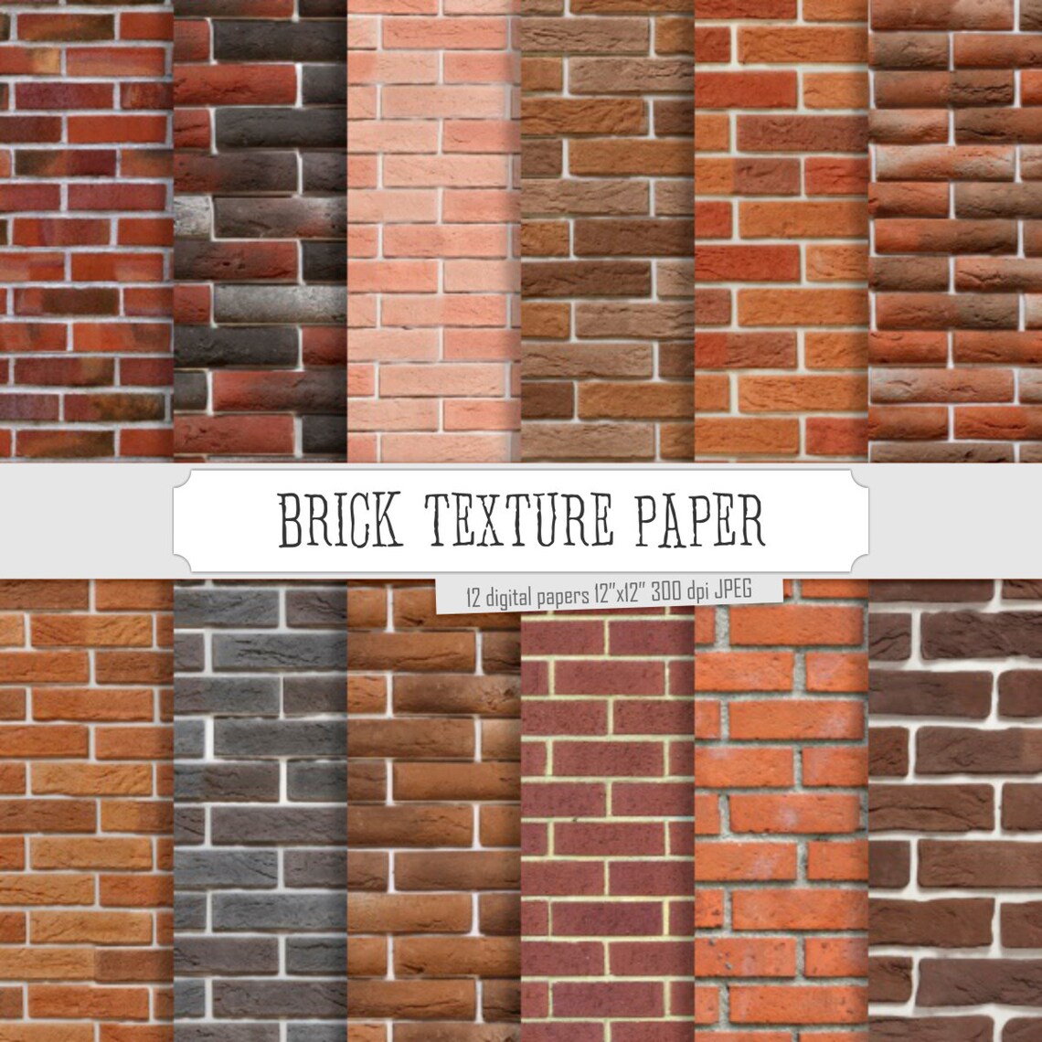 Buy 2 Get 1 Free Digital Paper Brick Texture Paper natural | Etsy